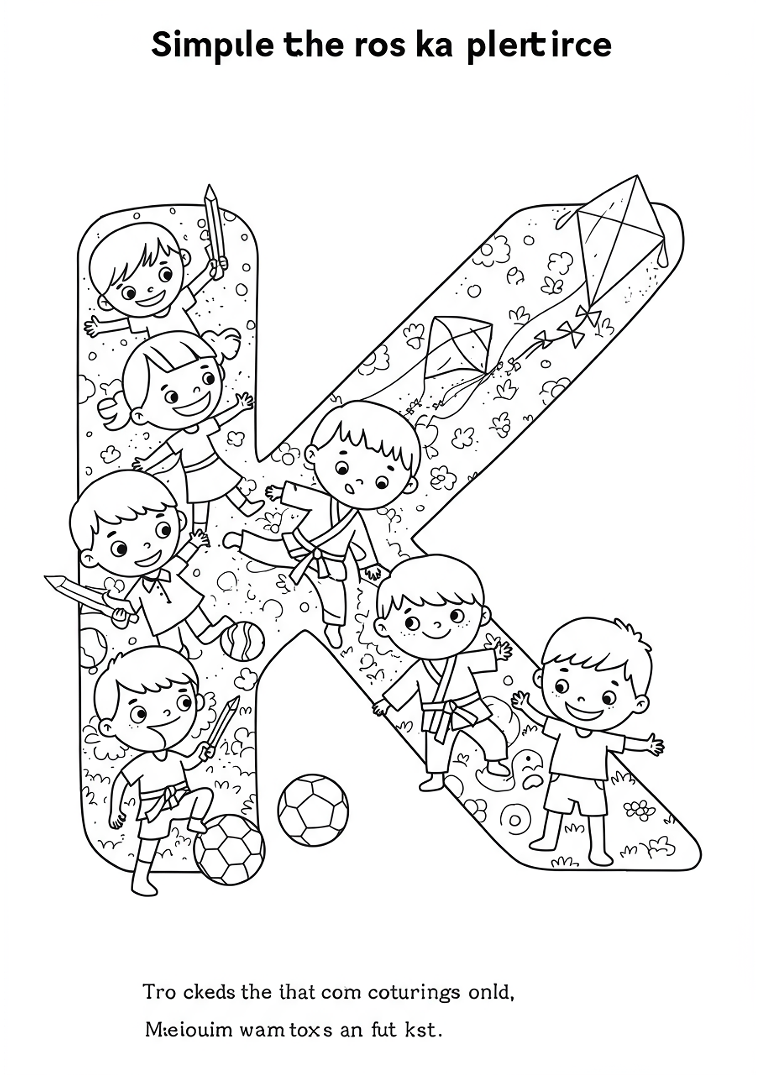 Letter K Sports Day Coloring Page - Free Coloring Page | TryColoringPages