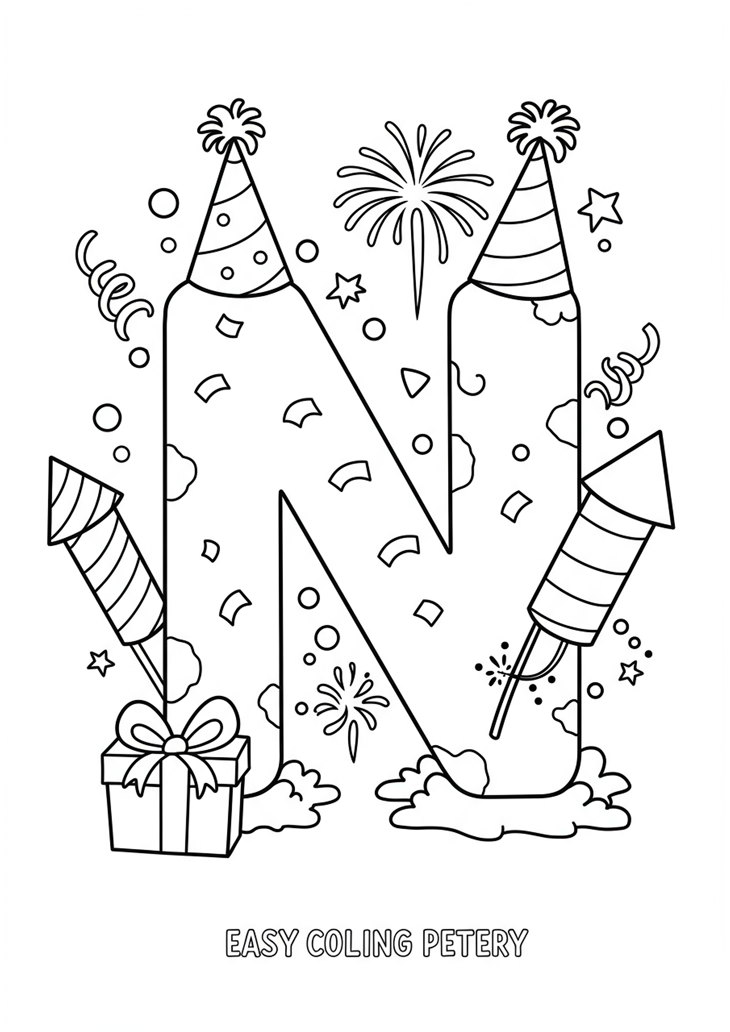 Letter N New Year’s Celebration Coloring Page - Free Coloring Page ...