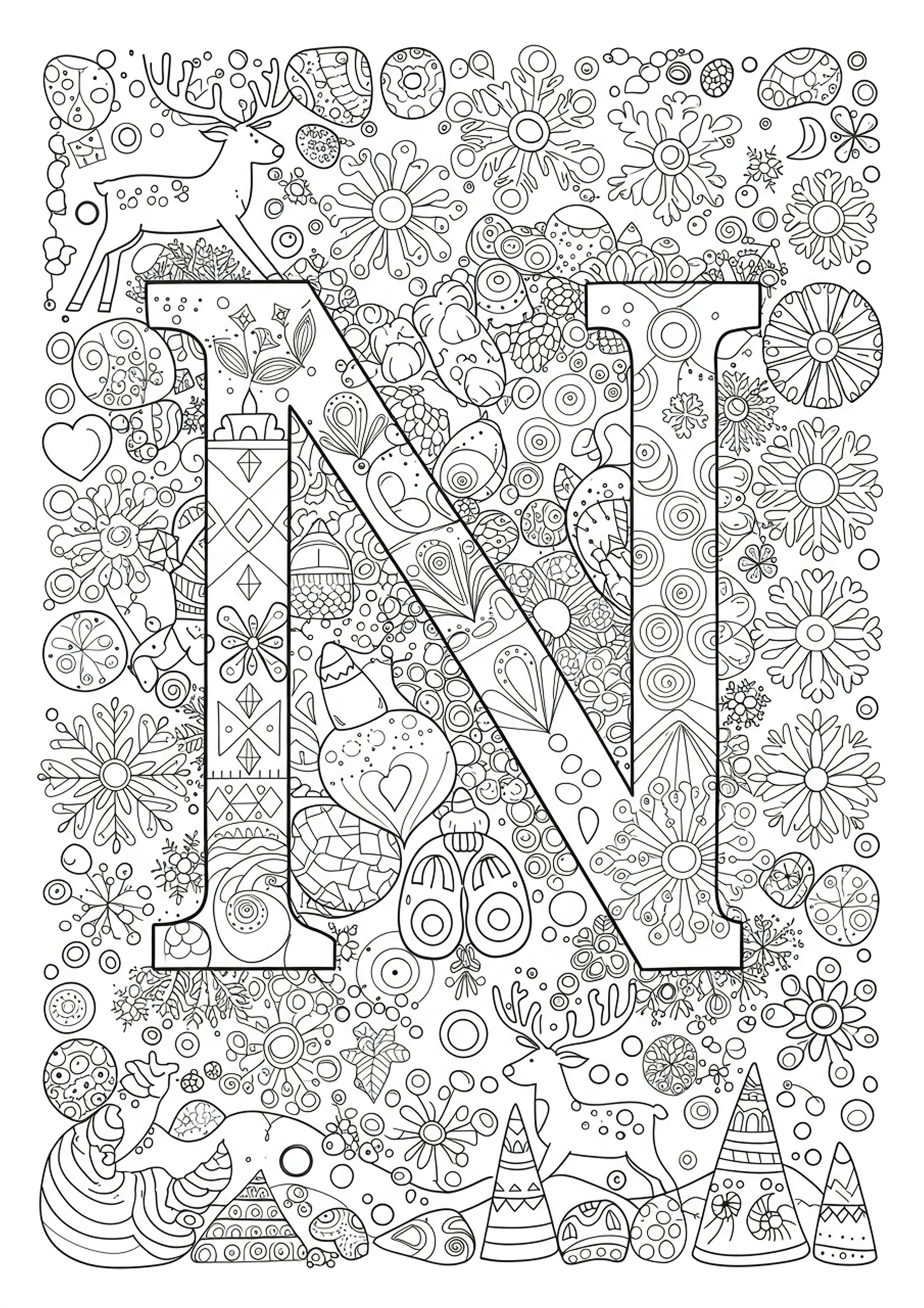 Letter N Nordic Winter Patterns Coloring Page - Free Coloring Page ...