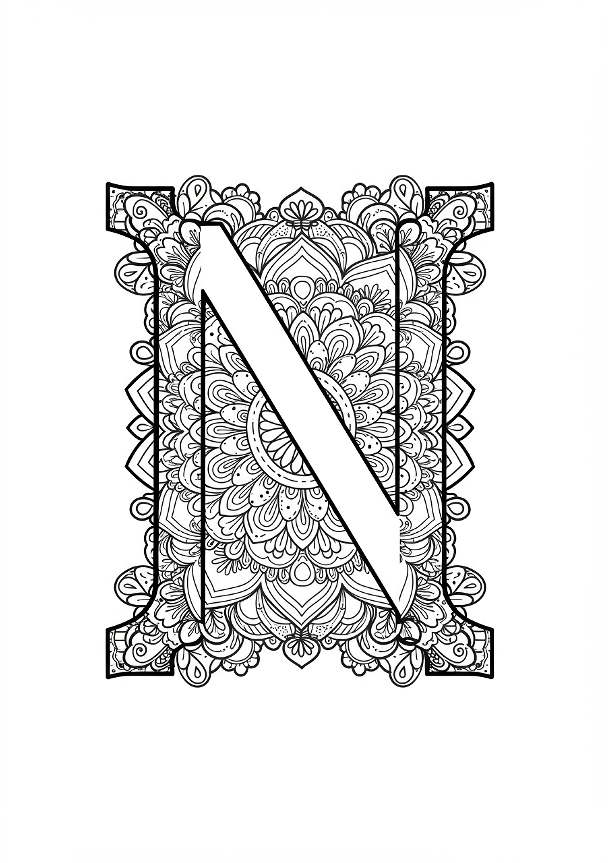 Letter N with Mandala Accents - Free Coloring Page | TryColoringPages