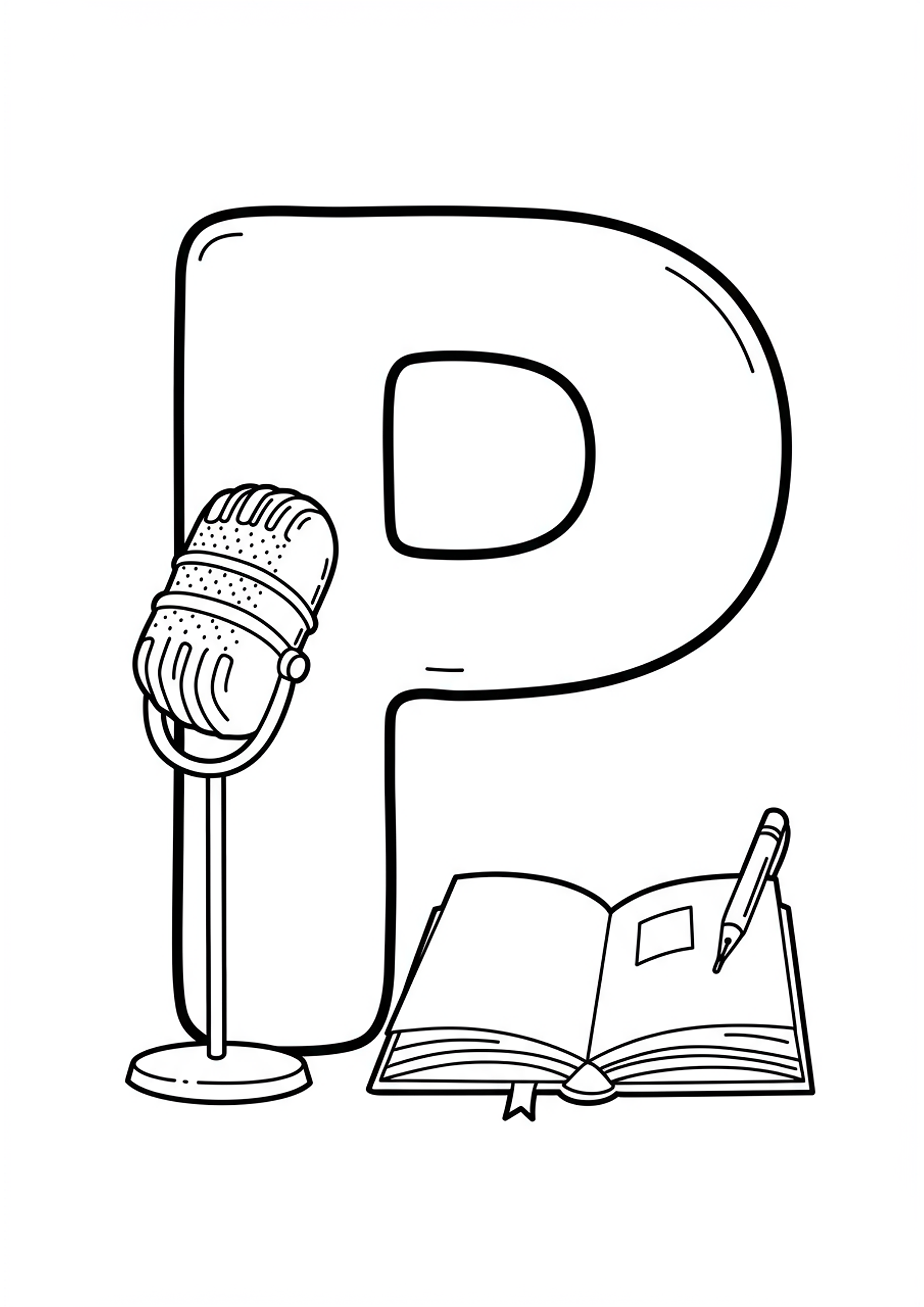 Letter P Coloring Page: Poetry Slam - Free Coloring Page | TryColoringPages