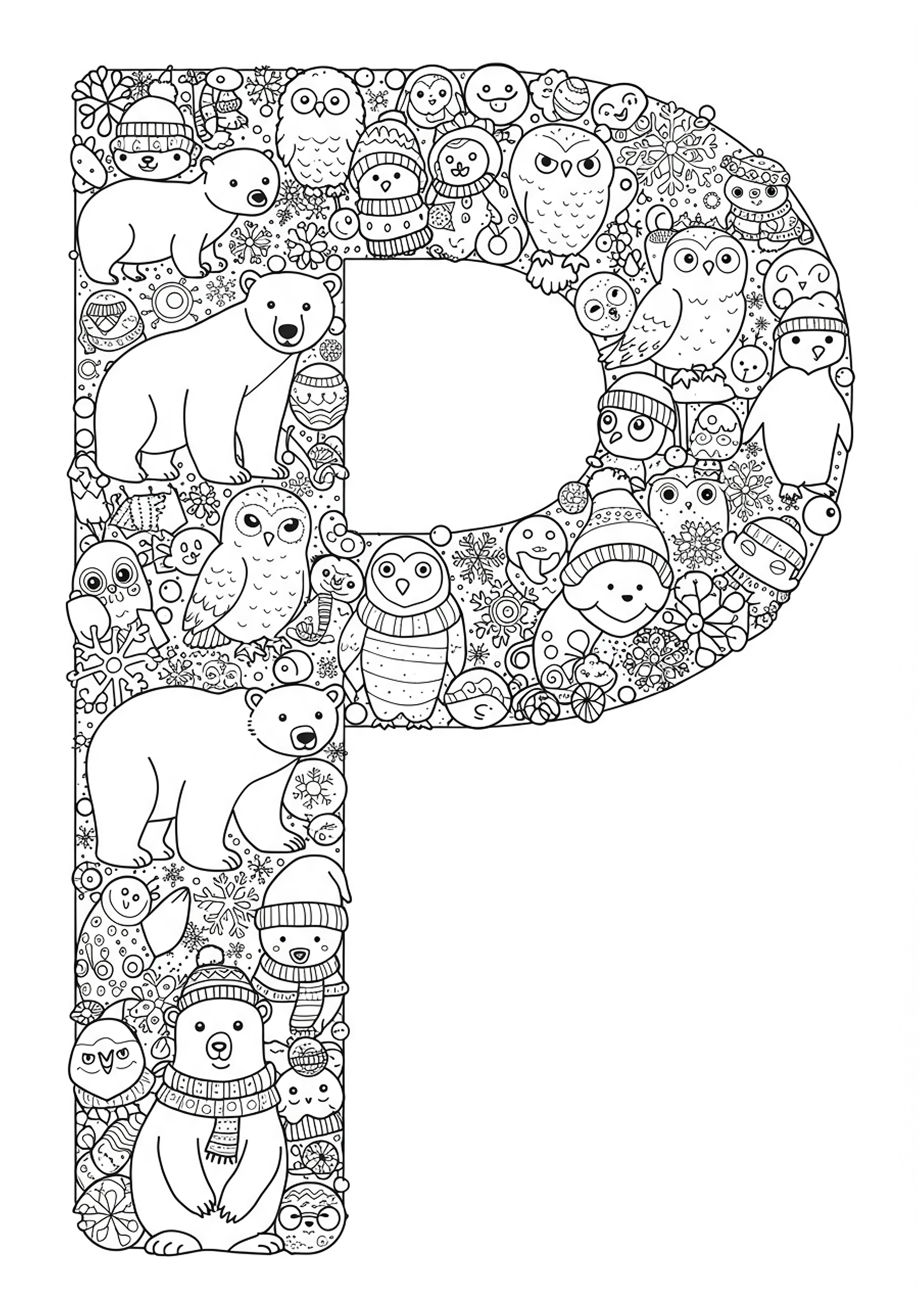 Letter P Polar Animals Winter Wonderland Coloring Page - Free Coloring ...