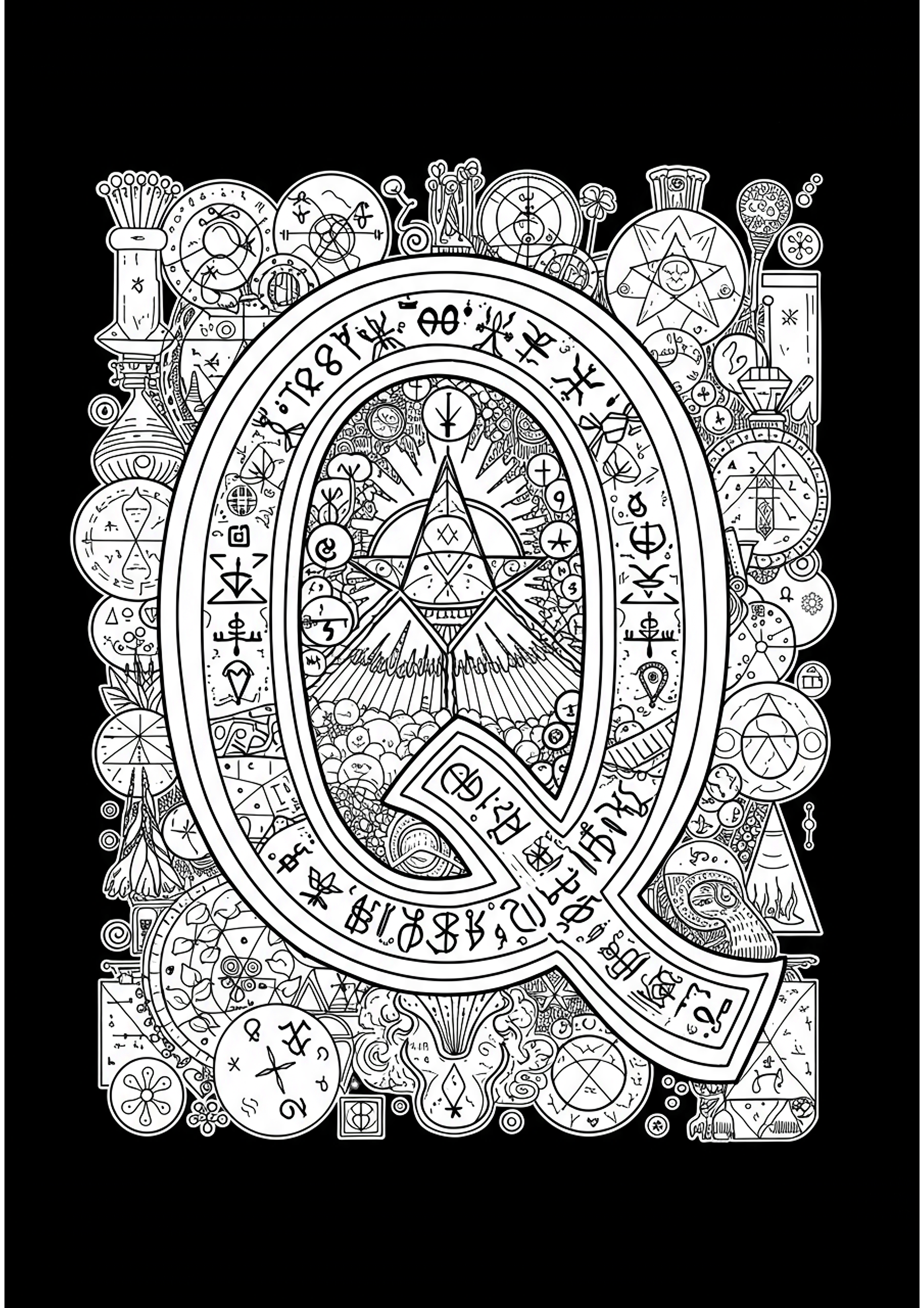 Letter Q Mythical Alchemy Symbols Coloring Page - Free Coloring Page ...