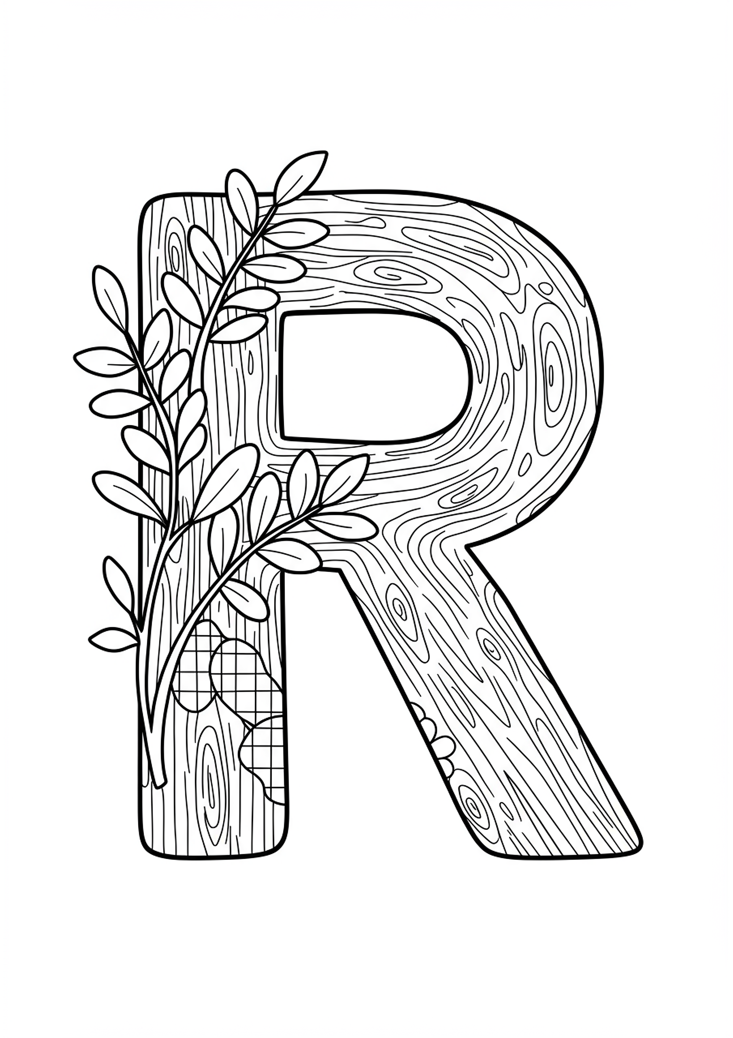 Letter R Coloring Page with Rustic Farmhouse Decor - Free Coloring Page ...