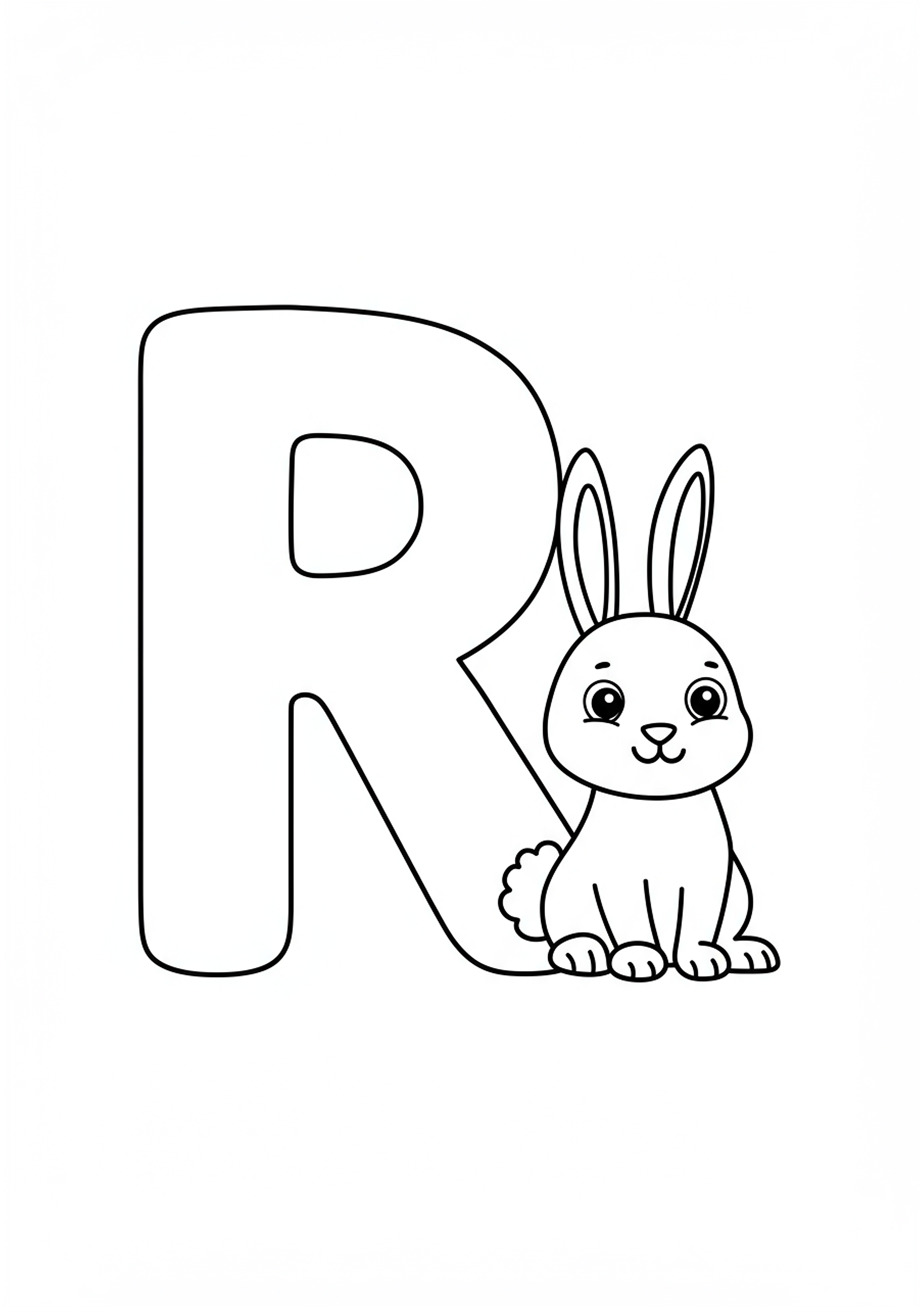 Letter R with a Rabbit Coloring Page - Free Coloring Page ...