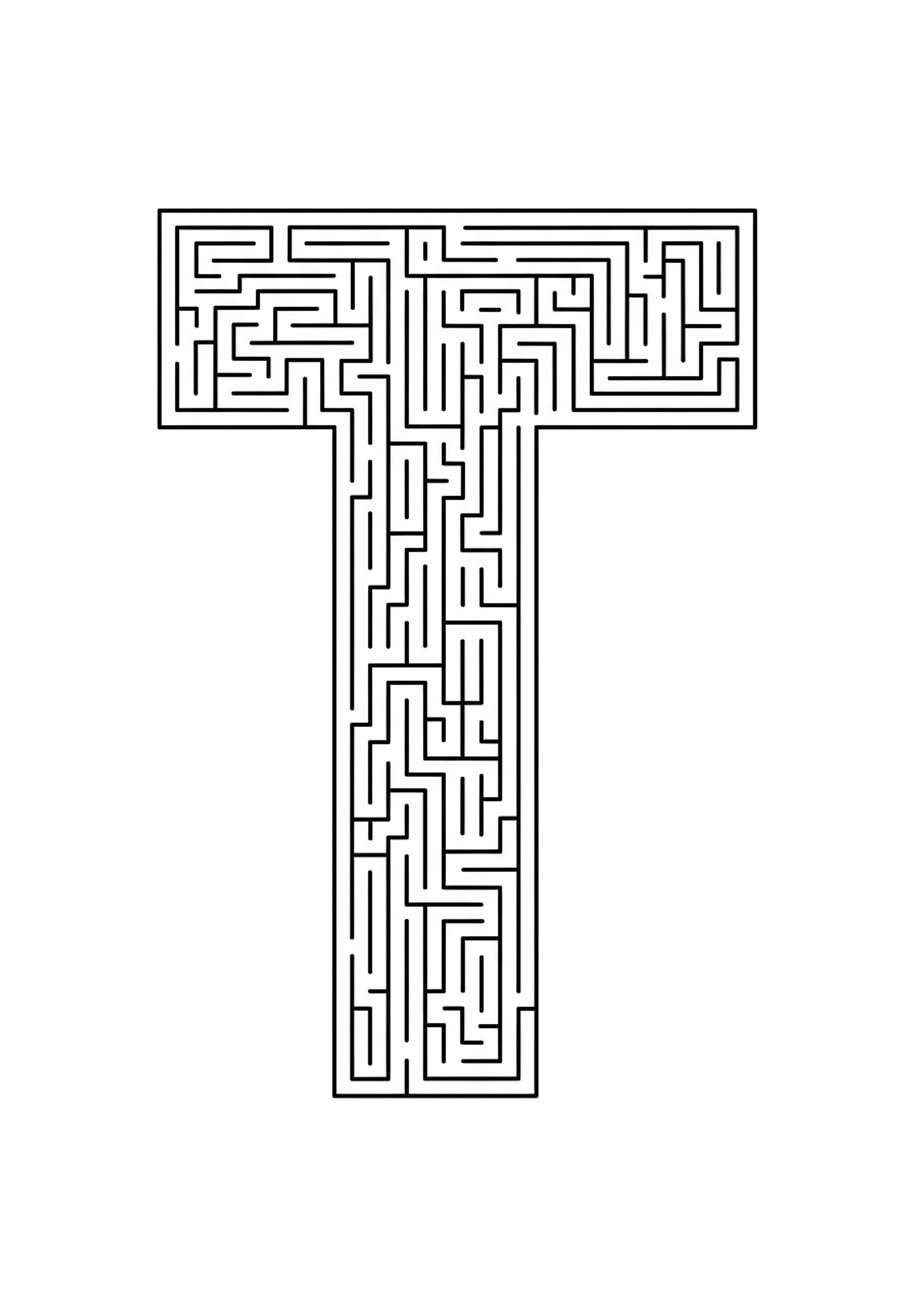 Letter T with Labyrinth Maze Patterns - Free Coloring Page ...
