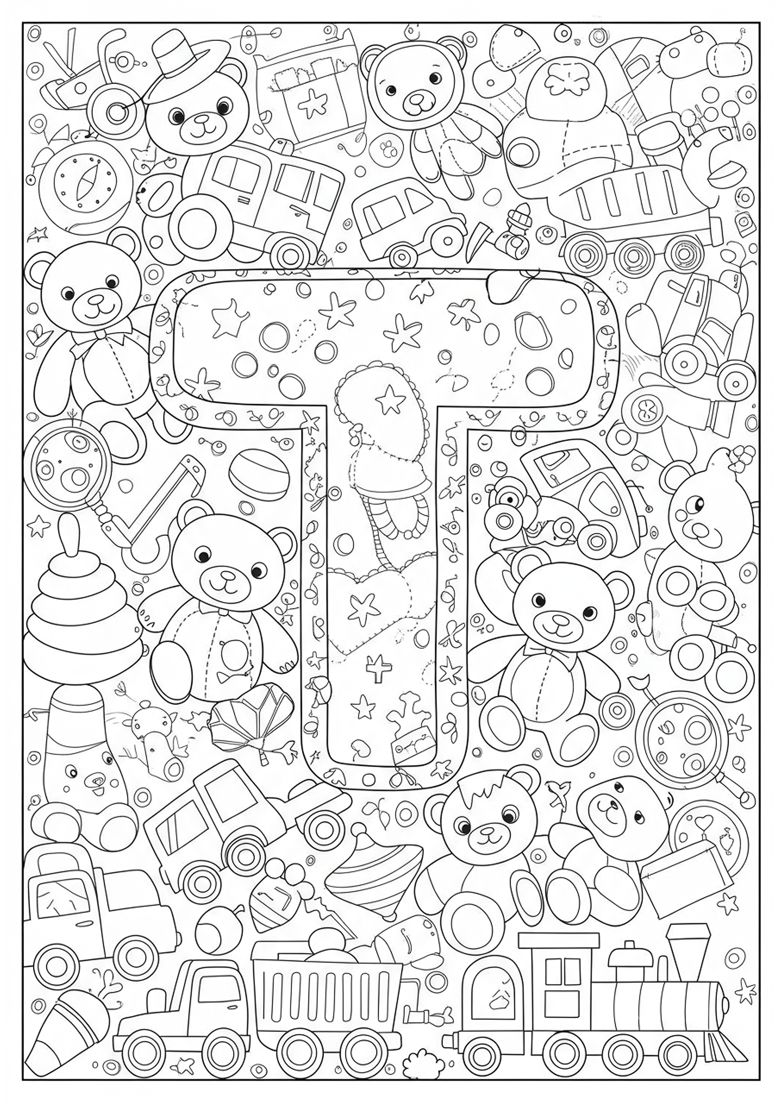 Letter T with Toyland Adventures Coloring Page - Free Coloring Page ...