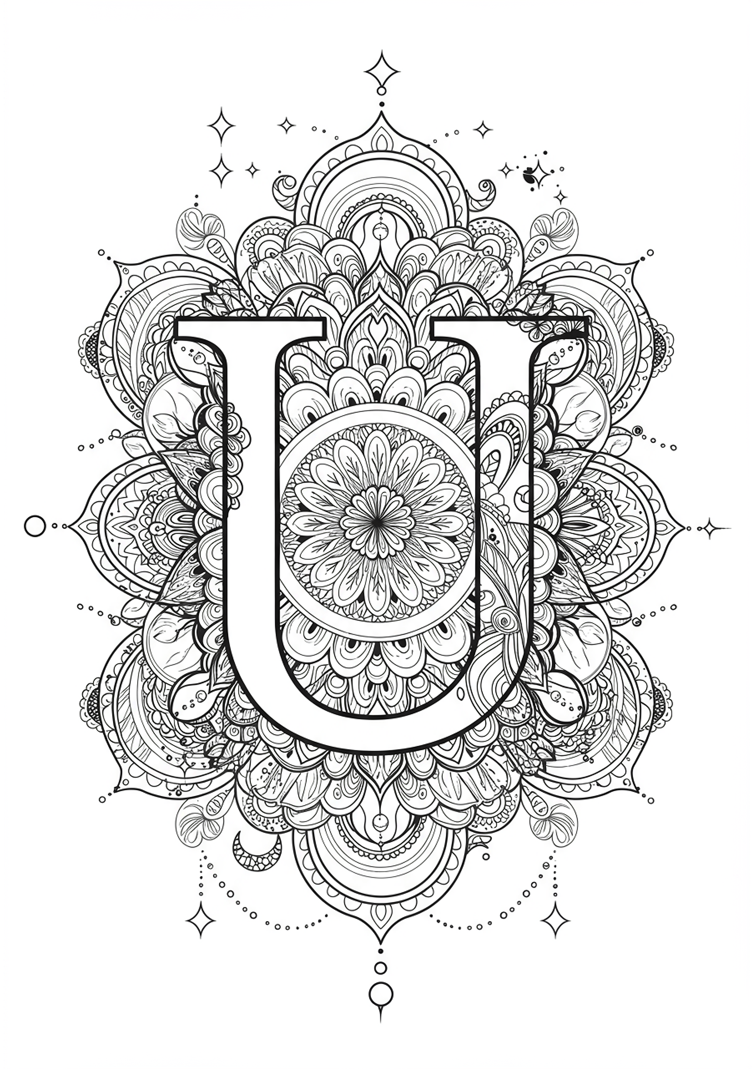 Letter U Mandala Universe Coloring Page - Free Coloring Page ...