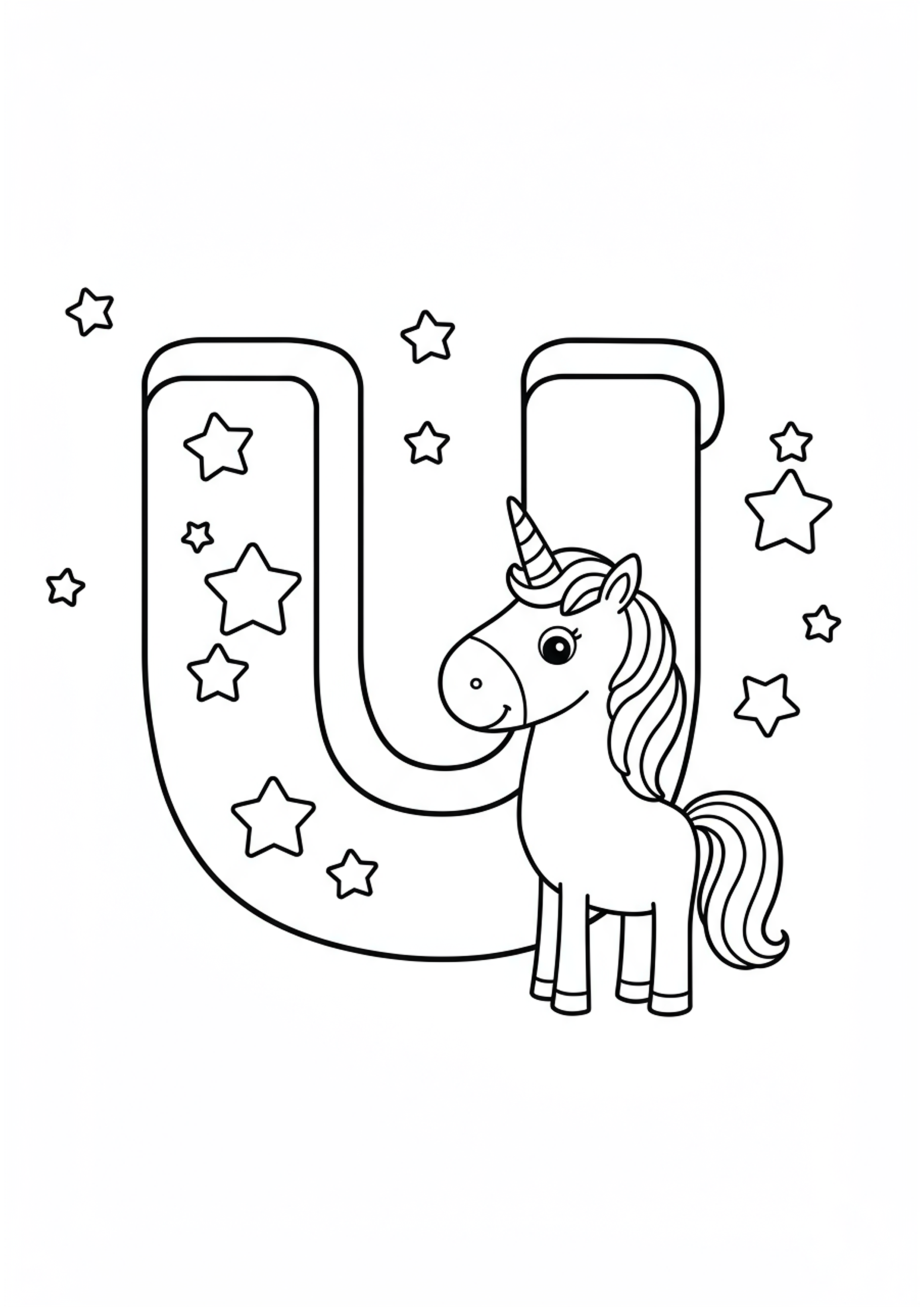 Letter U Unicorn Adventure Coloring Page - Free Coloring Page ...