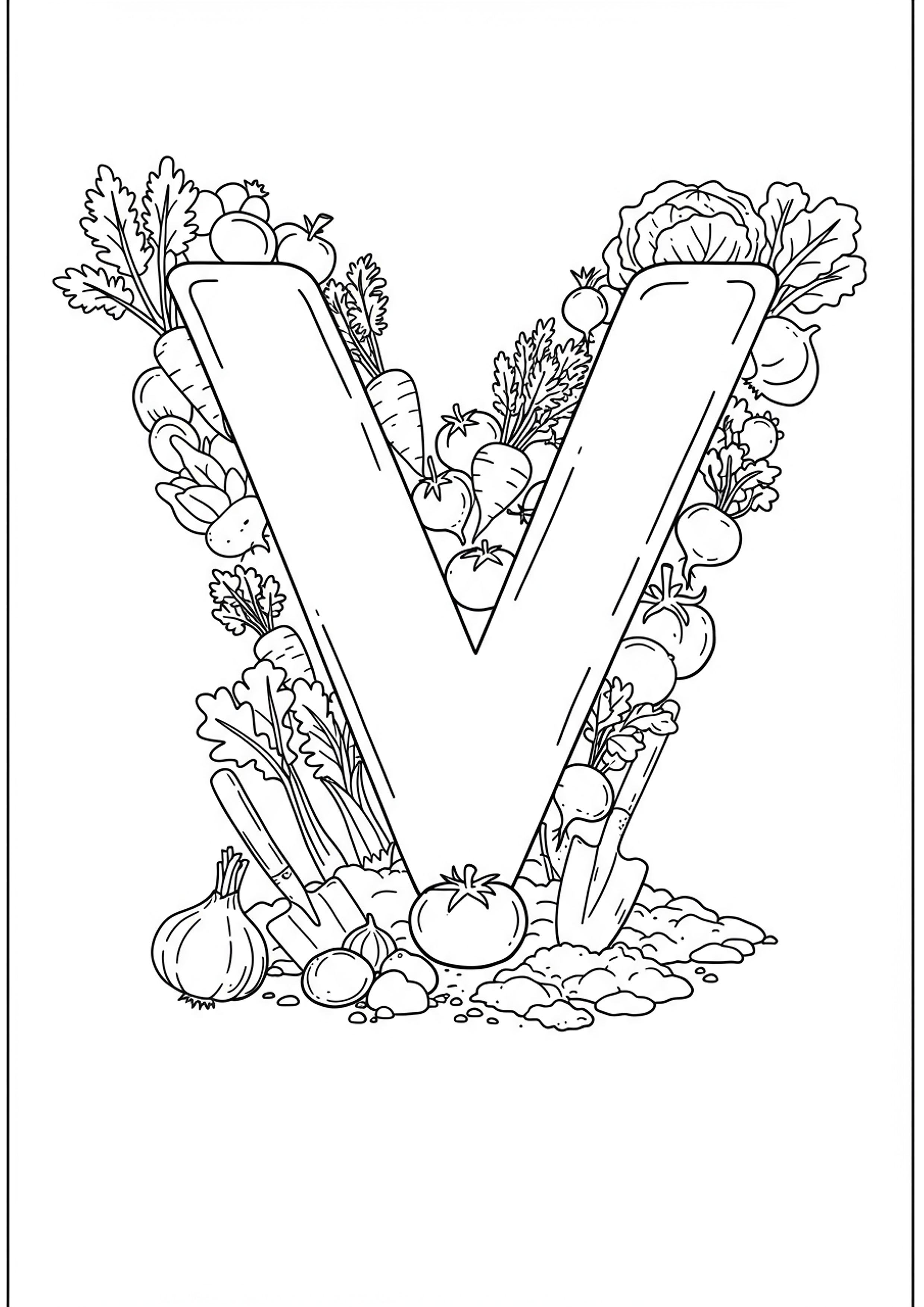 Letter V Vegetable Garden Coloring Page - Free Coloring Page ...