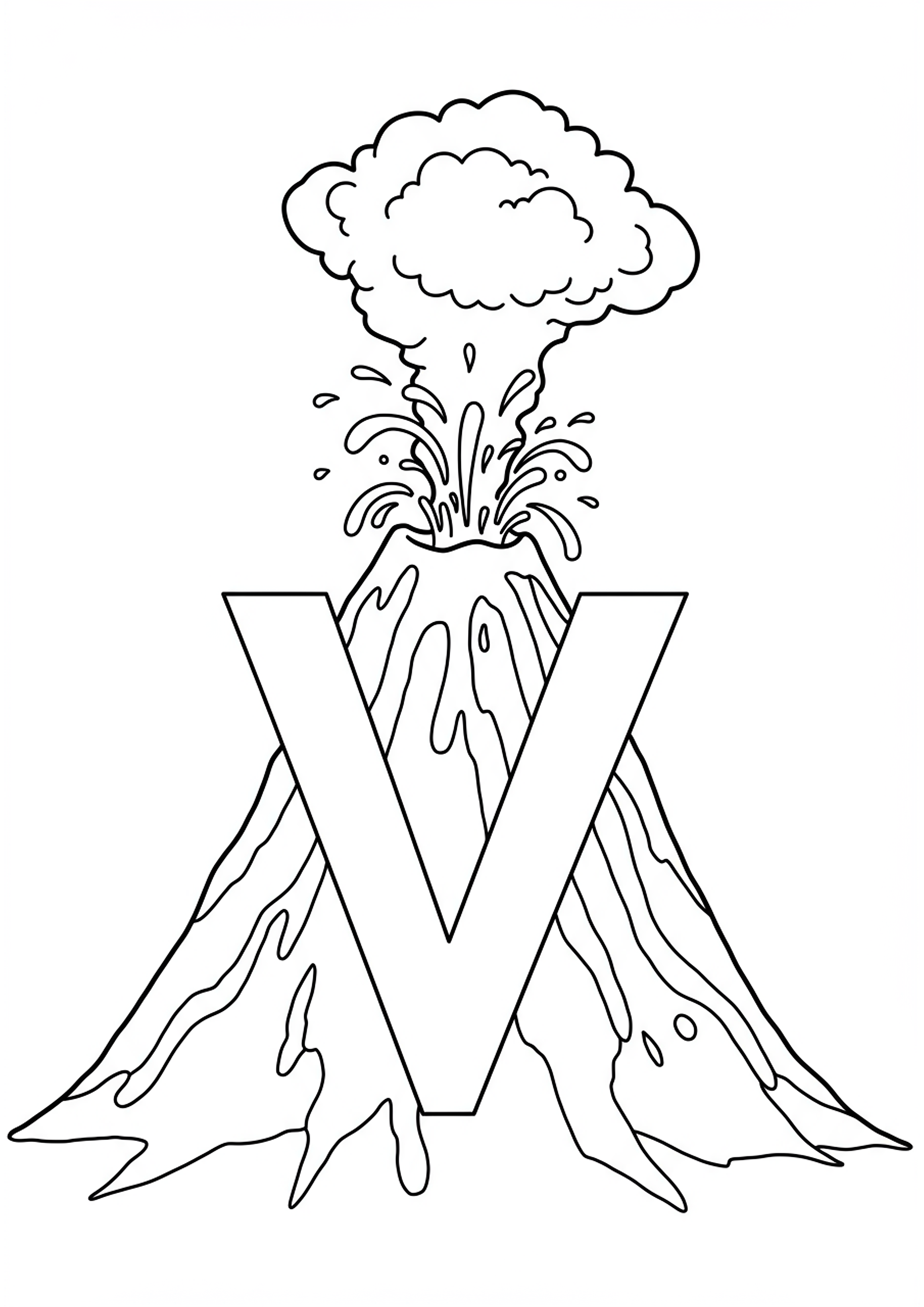 Letter V Volcano Eruption Coloring Page - Free Coloring Page ...