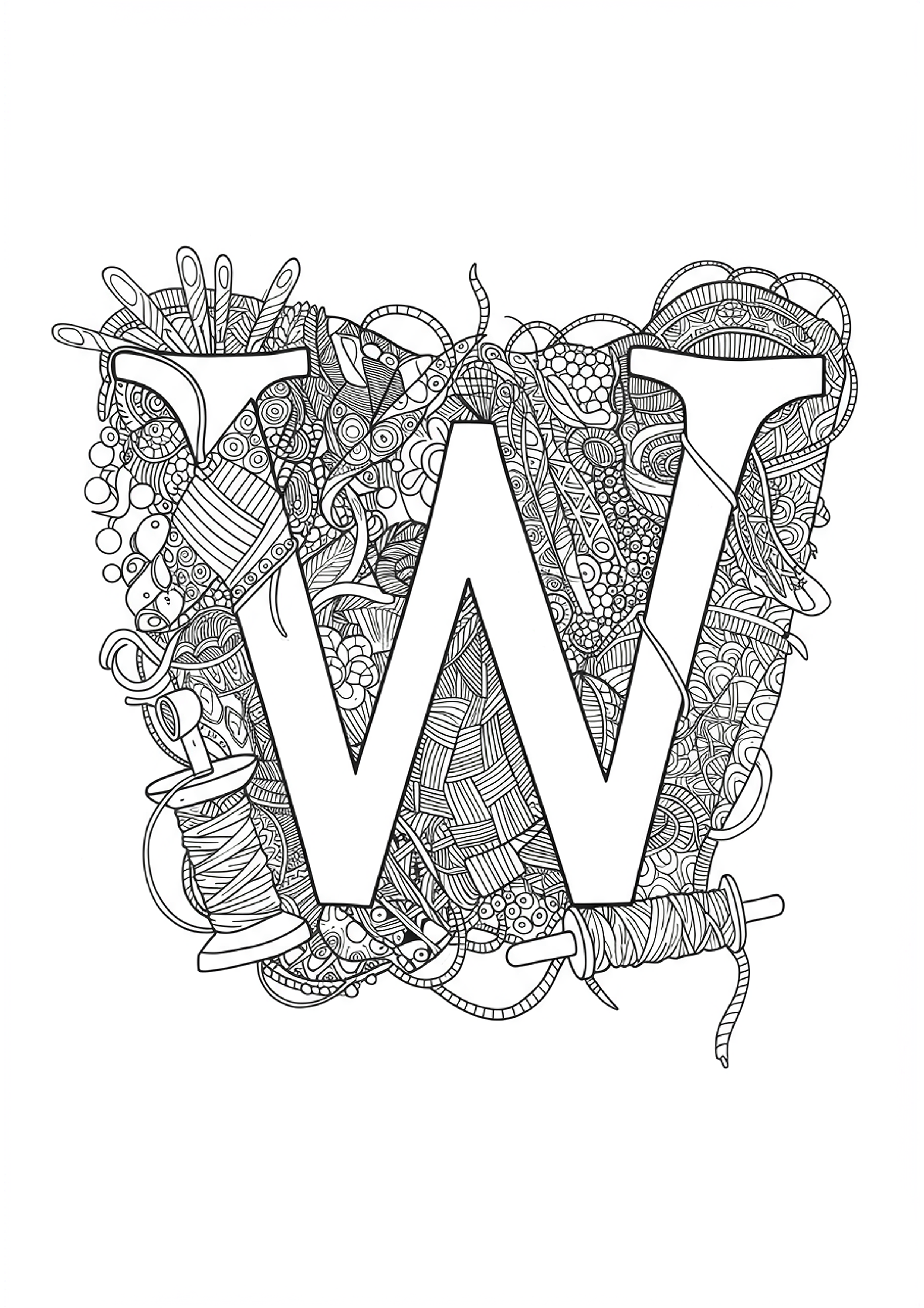 Letter W with World of Weaving Coloring Page - Free Coloring Page ...