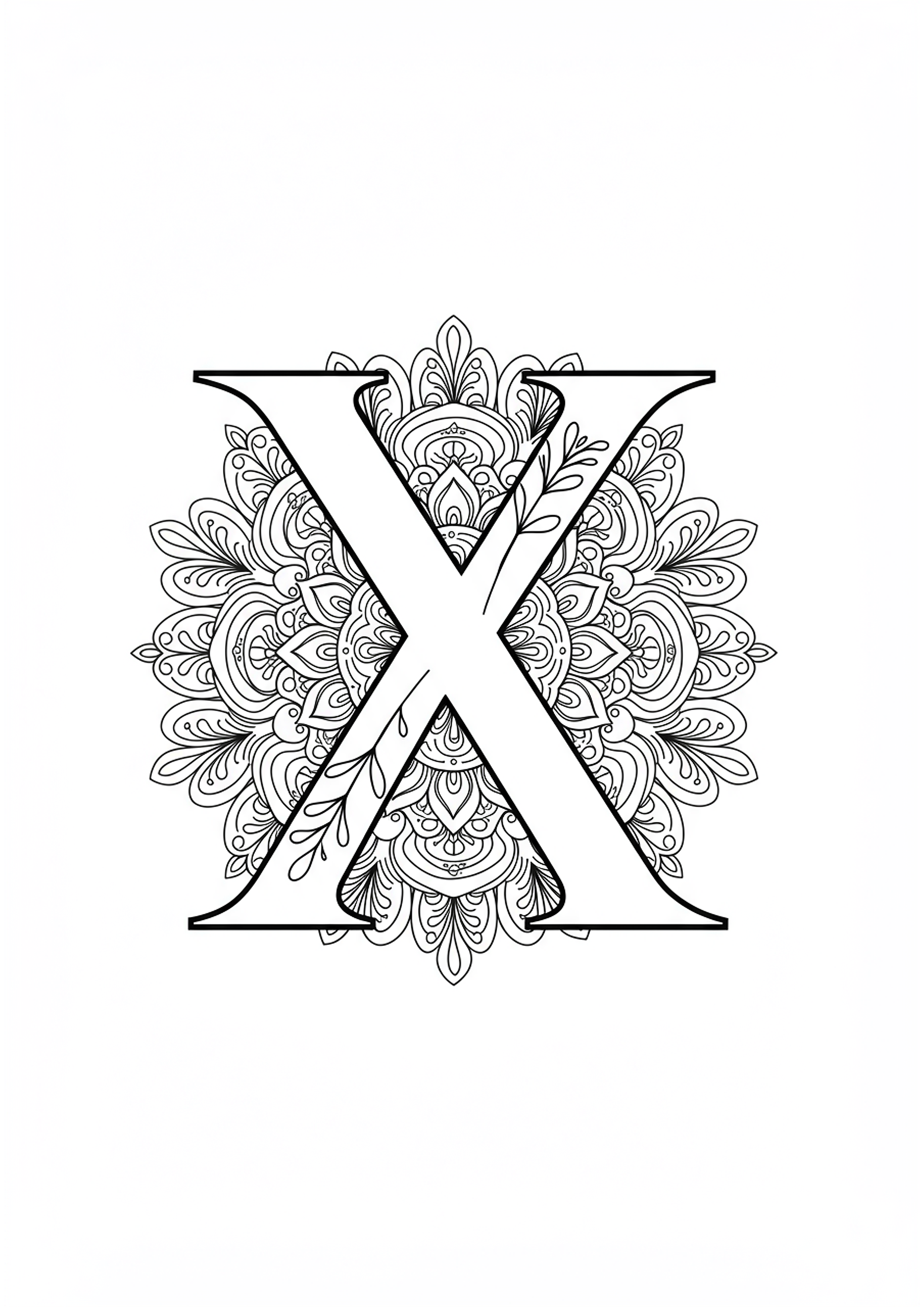 Letter X Botanical Mandala Coloring Page - Free Coloring Page ...