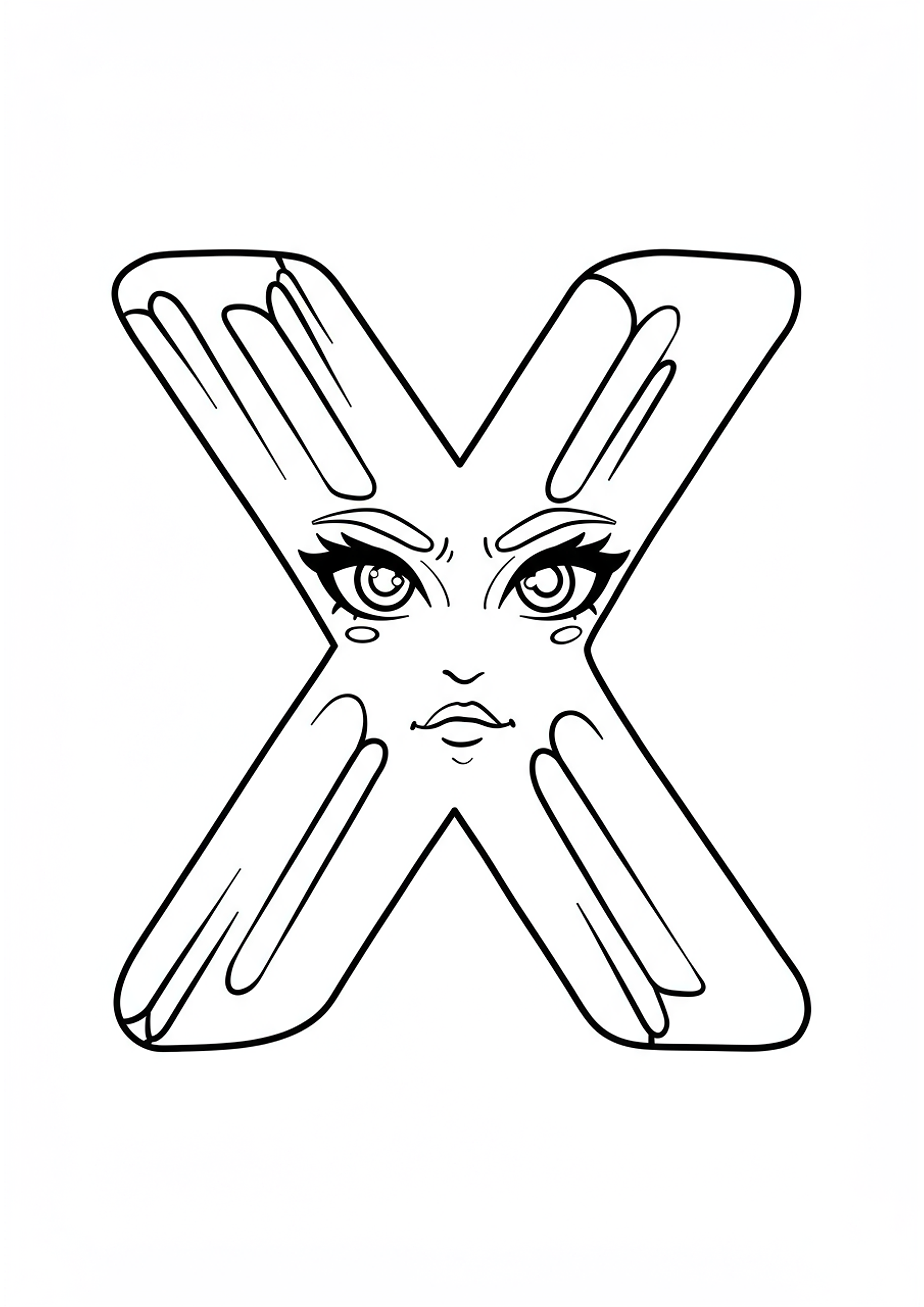 Letter X in Anime Style Coloring Page - Free Coloring Page ...