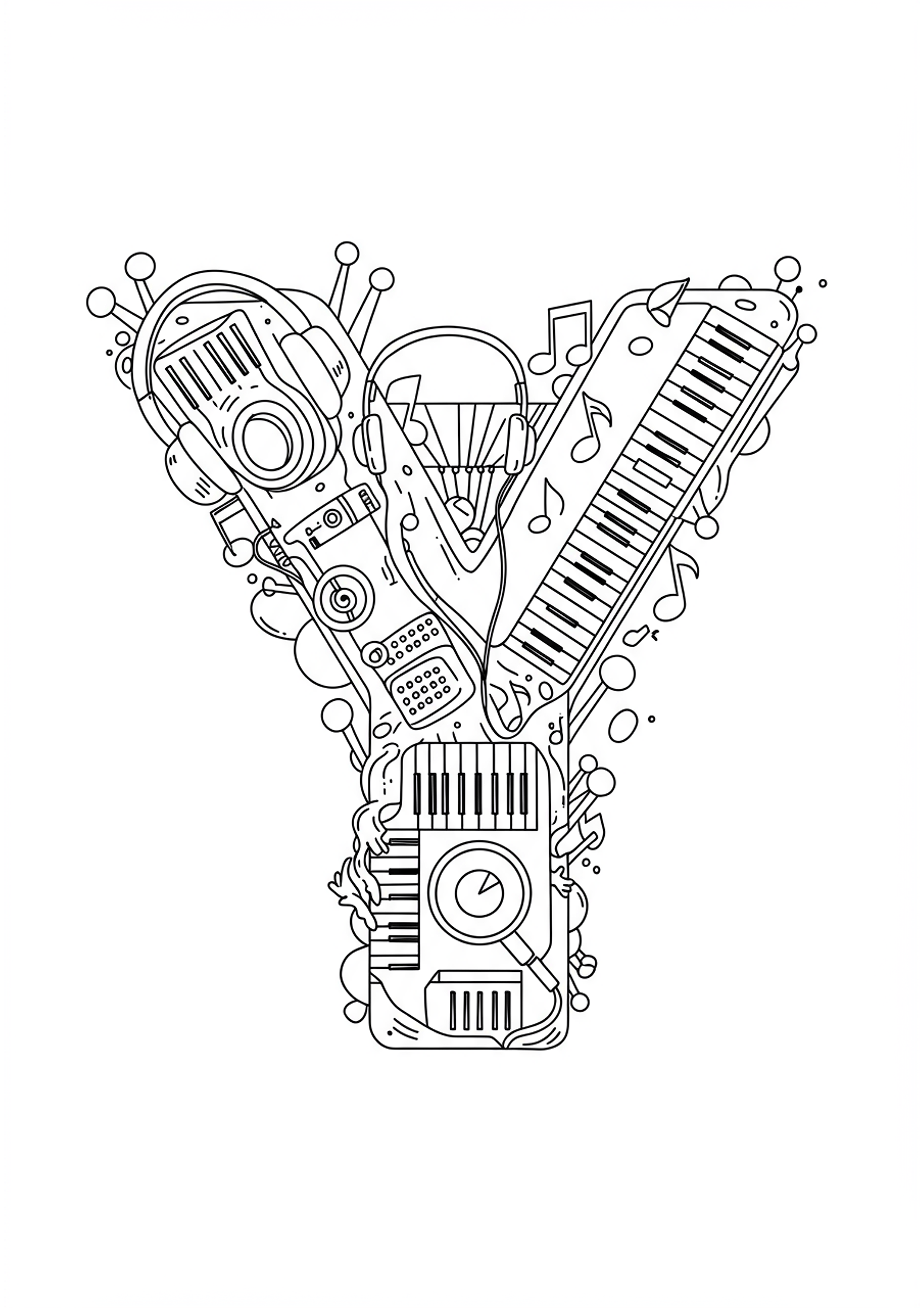 Letter Y with Music Festival Elements Coloring Page - Free Coloring ...