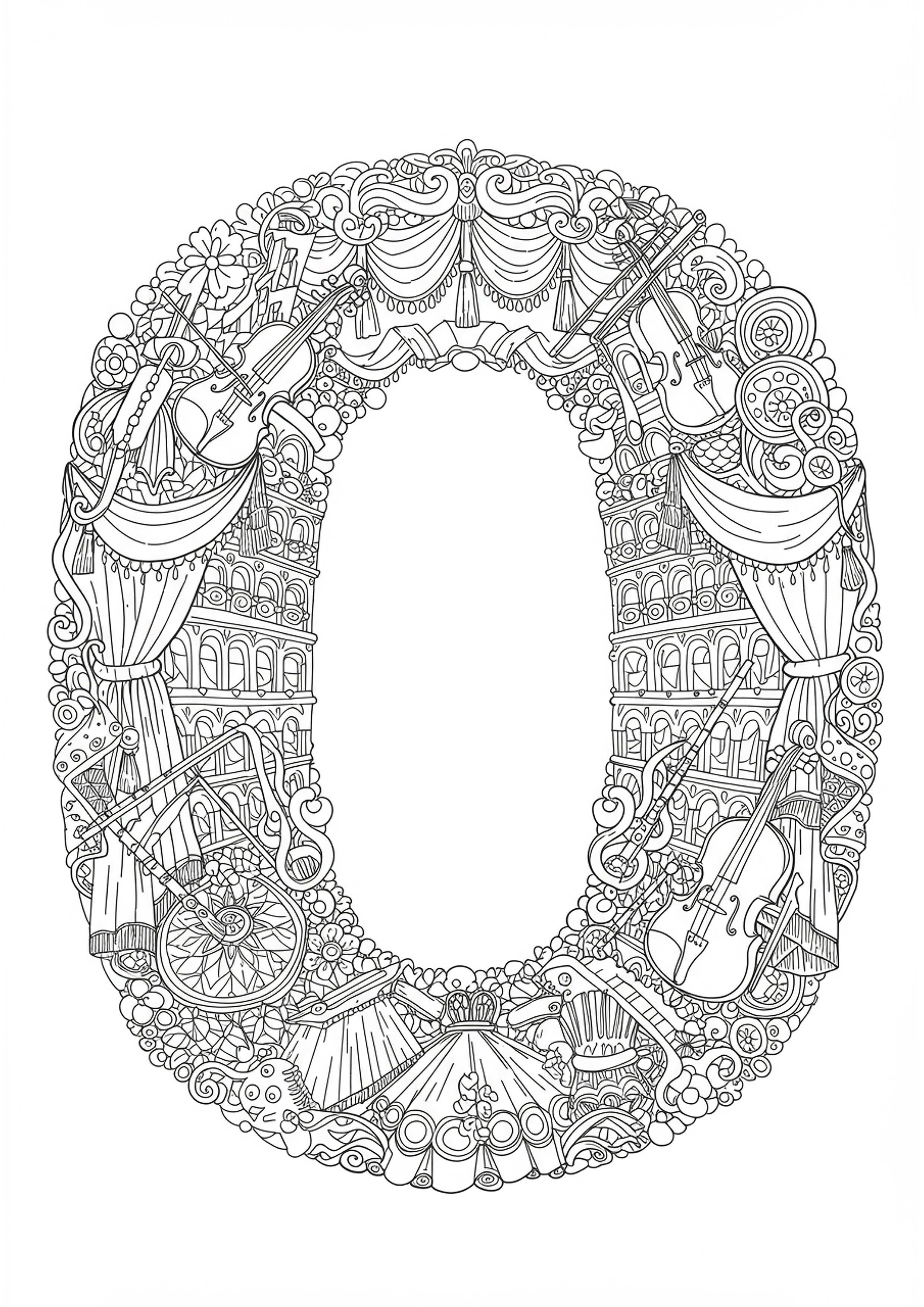Opera House Letter O: Musical Masterpiece - Free Coloring Page ...