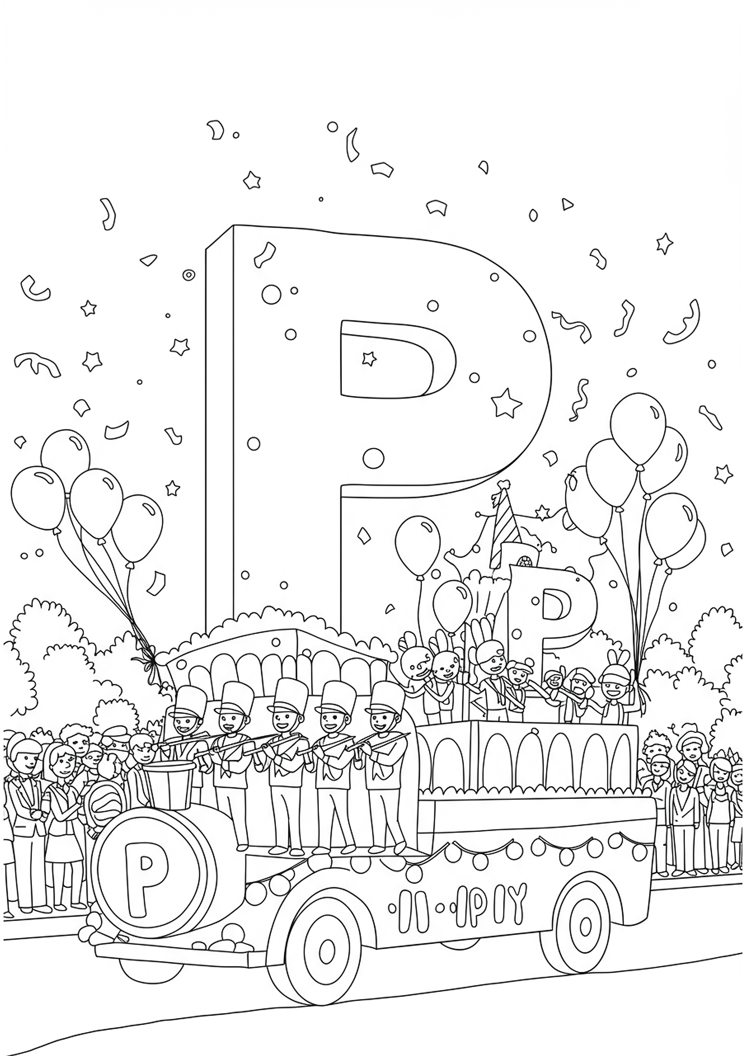 Parade Celebration Letter P Coloring Page - Free Coloring Page ...