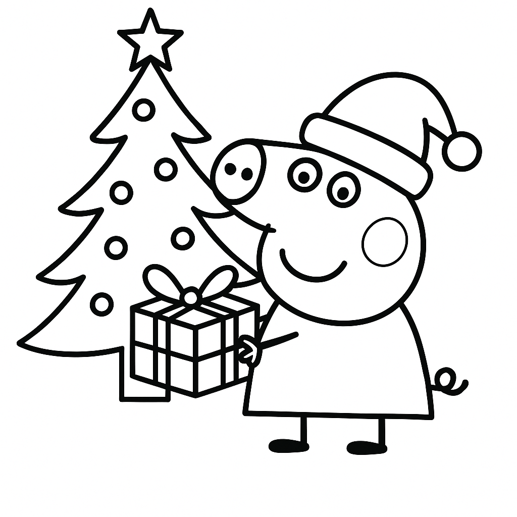 Peppa Pig's Christmas Gift Surprise - Free Coloring Page | TryColoringPages