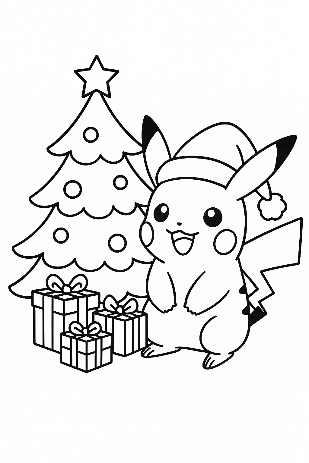 Pikachu Celebrates Christmas Coloring Page - Free Coloring Page ...
