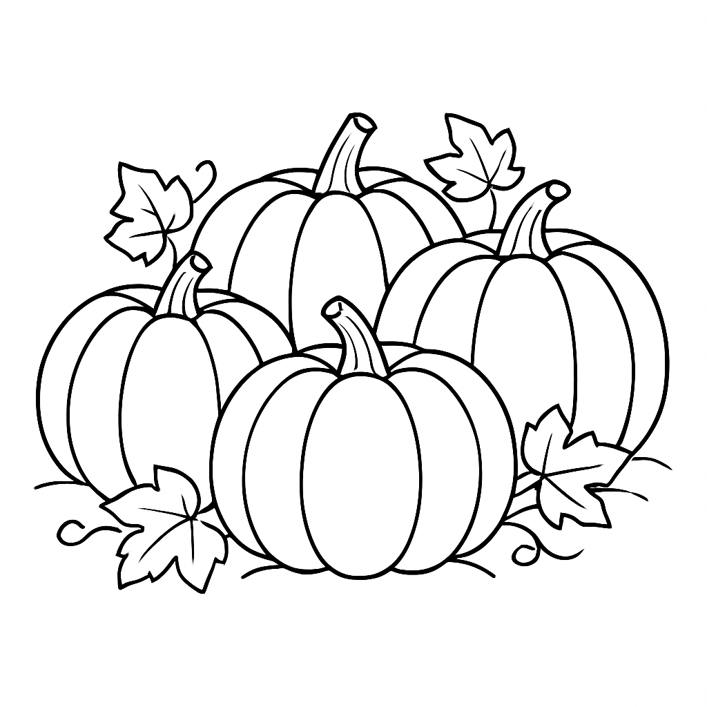 Pumpkin Patch Harvest Coloring Page - Free Coloring Page | TryColoringPages