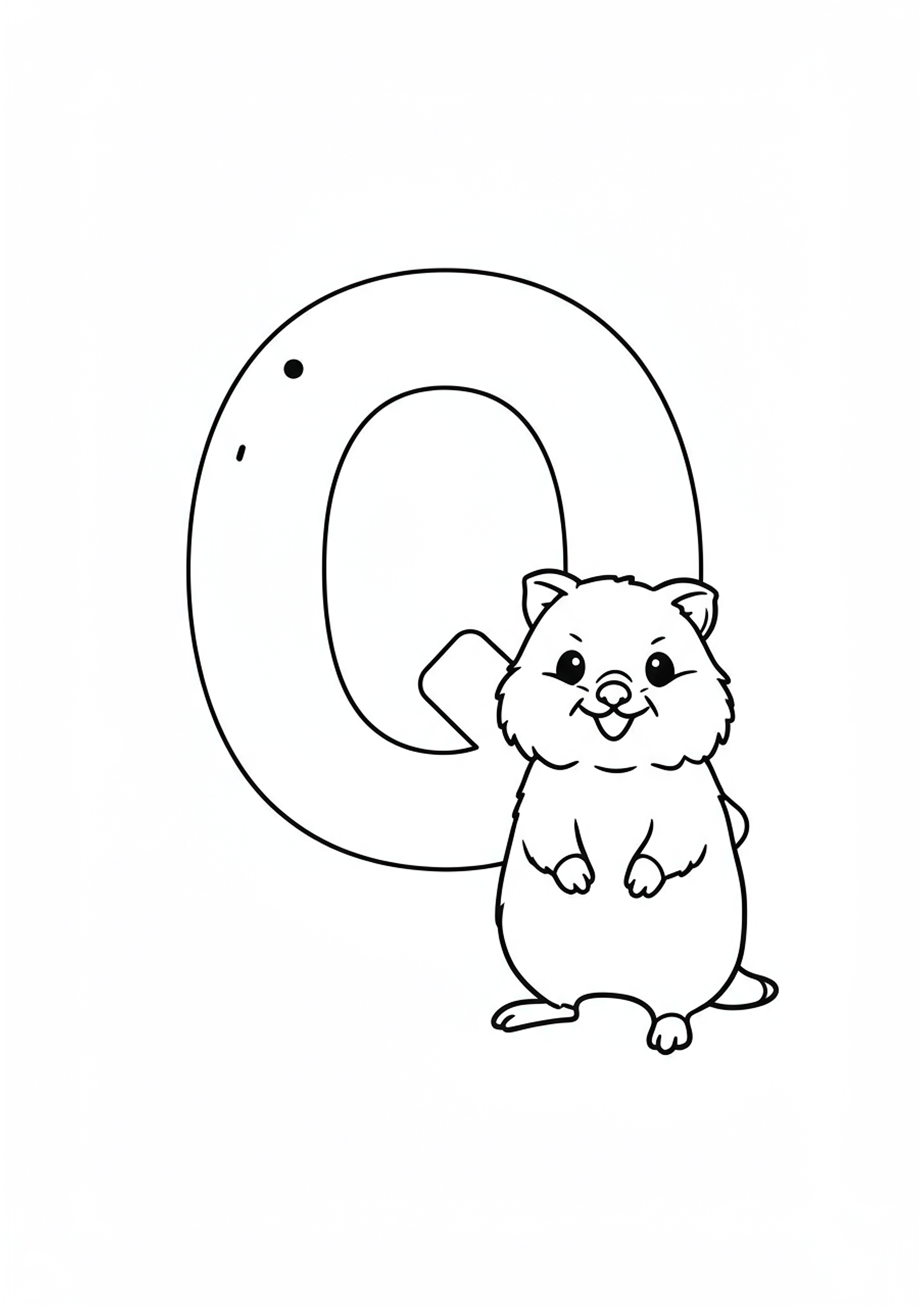 Quokka and Letter Q Coloring Page - Free Coloring Page | TryColoringPages