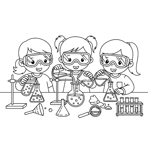 Science Lab Fun Coloring Page - Free Coloring Page | TryColoringPages