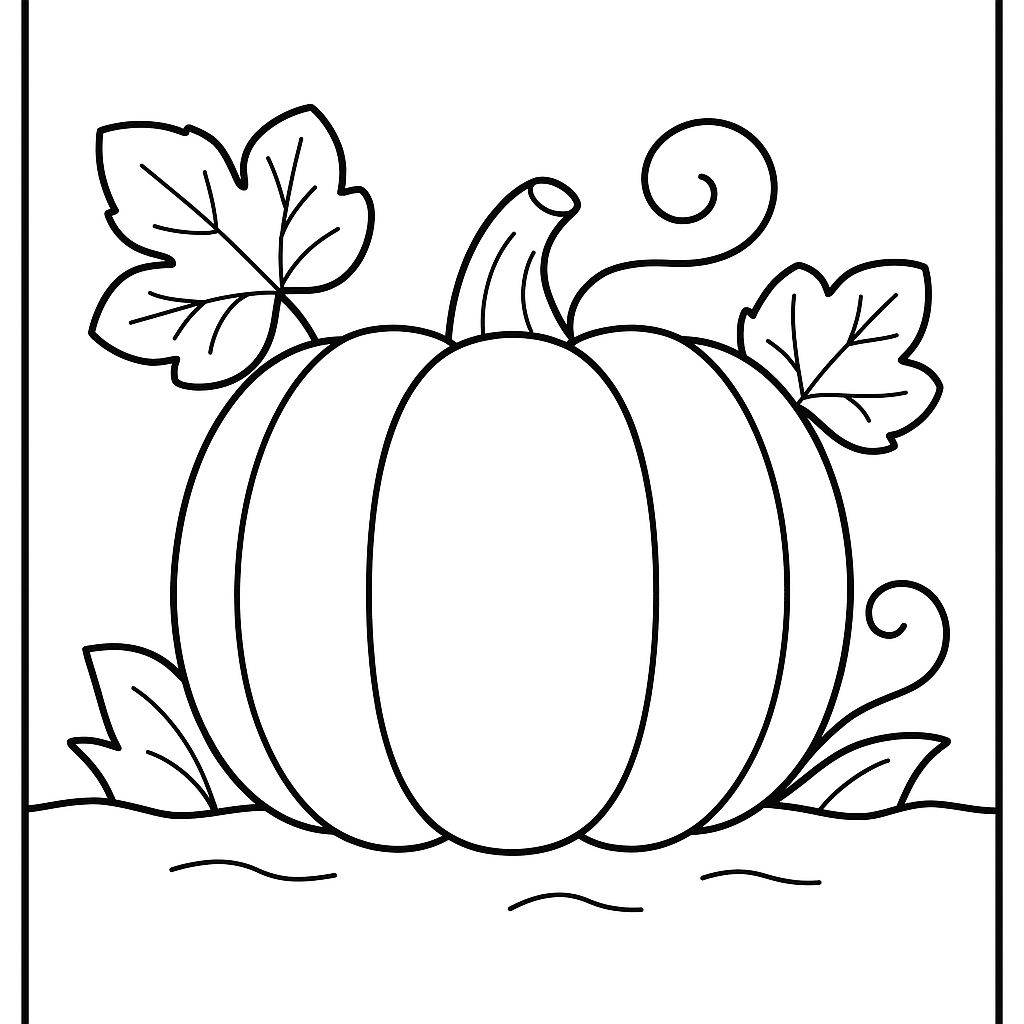 Simple Pumpkin Patch Coloring Page - Free Coloring Page | TryColoringPages