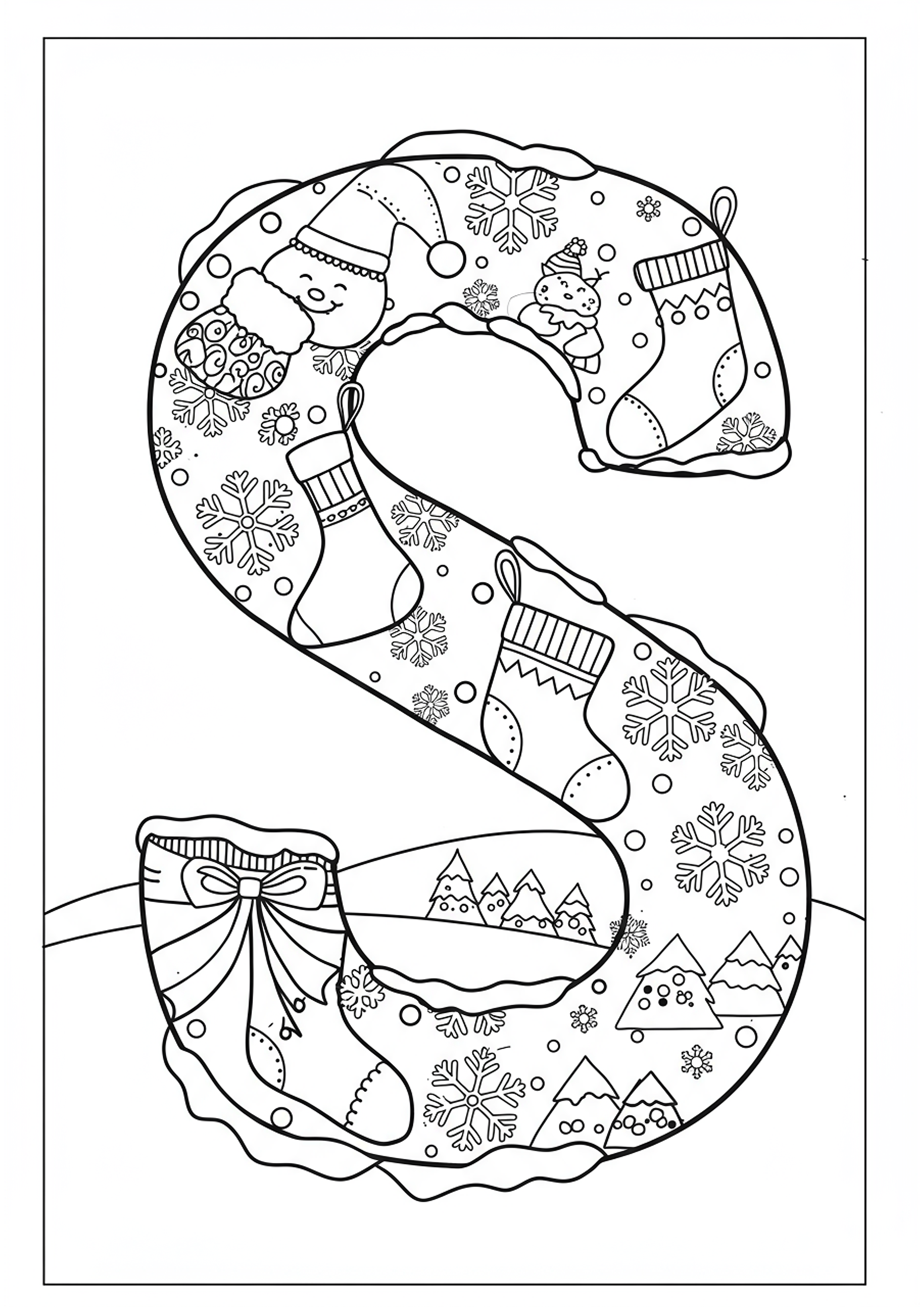 Snowy Holiday Letter S Coloring Page - Free Coloring Page ...