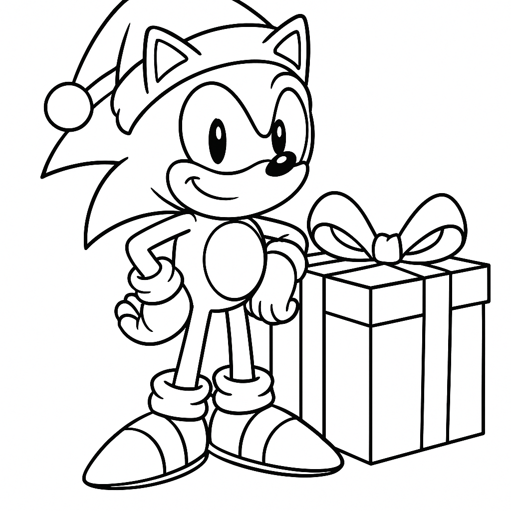 Sonic Celebrates Christmas - Free Coloring Page | TryColoringPages