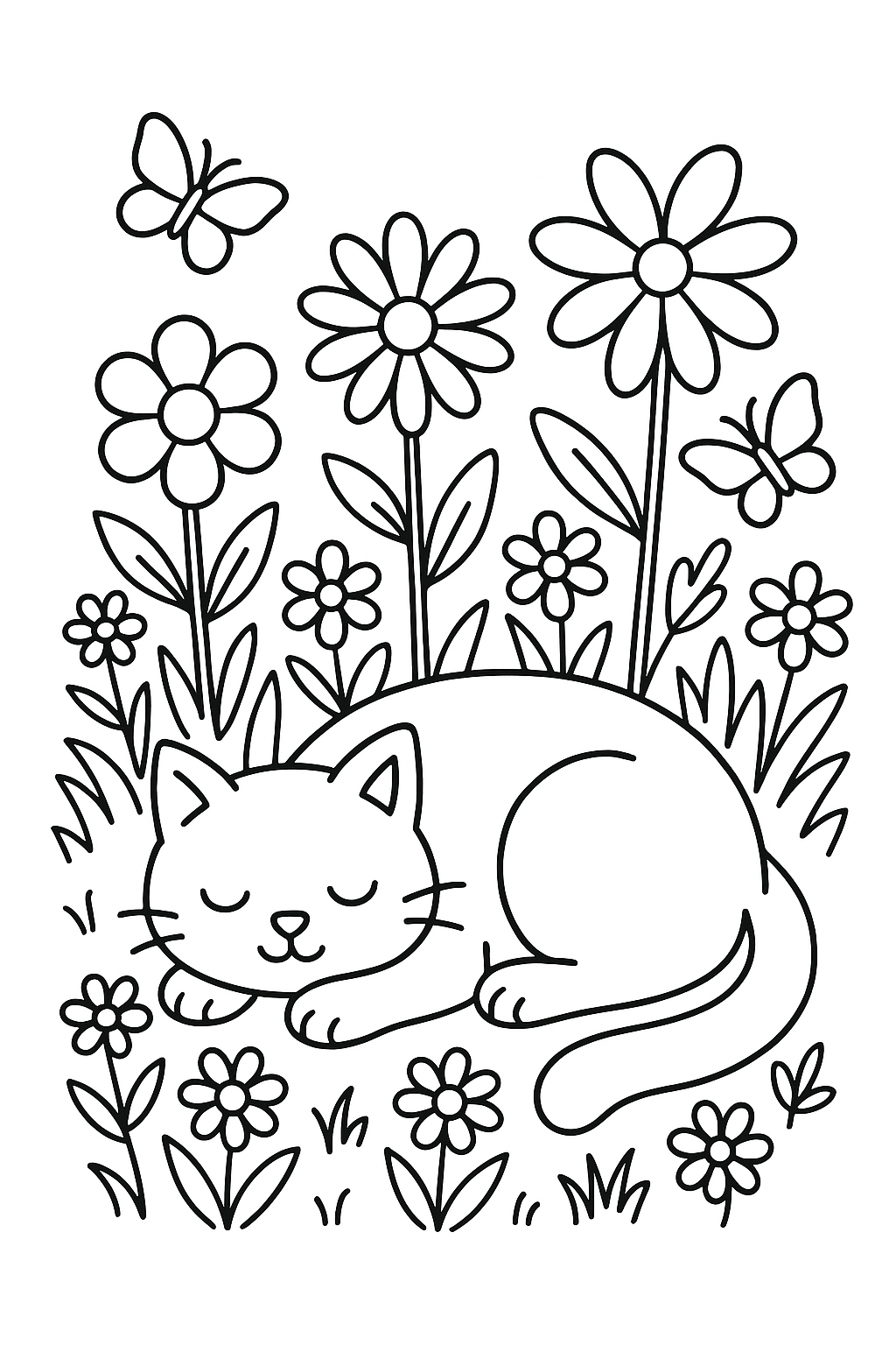 Catnap Coloring Pages - Free Printable Sleepy Cats | TryColoringPages