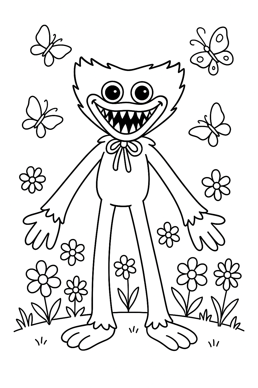 Springtime Garden with Poppy Playtime Characters - Free Coloring Page ...