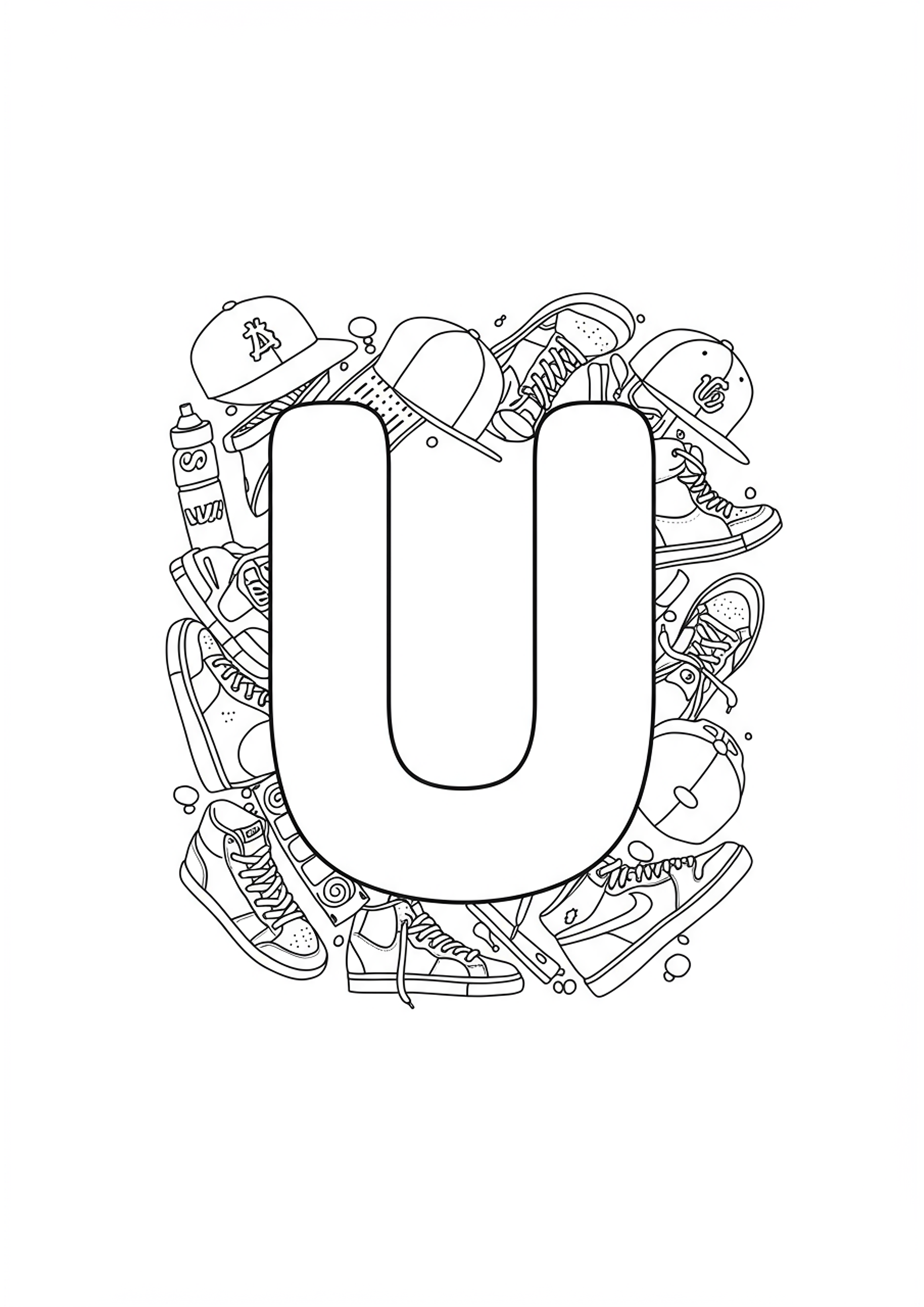 Street Style Letter U Coloring Page - Free Coloring Page | TryColoringPages