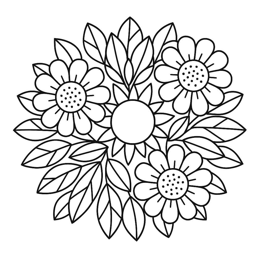 Sunny Garden Mandala Coloring Page - Free Coloring Page | TryColoringPages