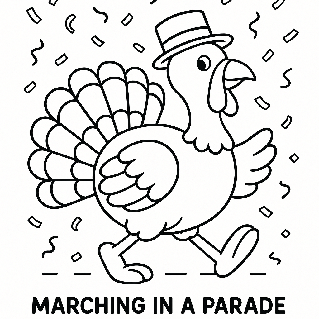 Turkey Parade Coloring Page - Free Coloring Page | TryColoringPages