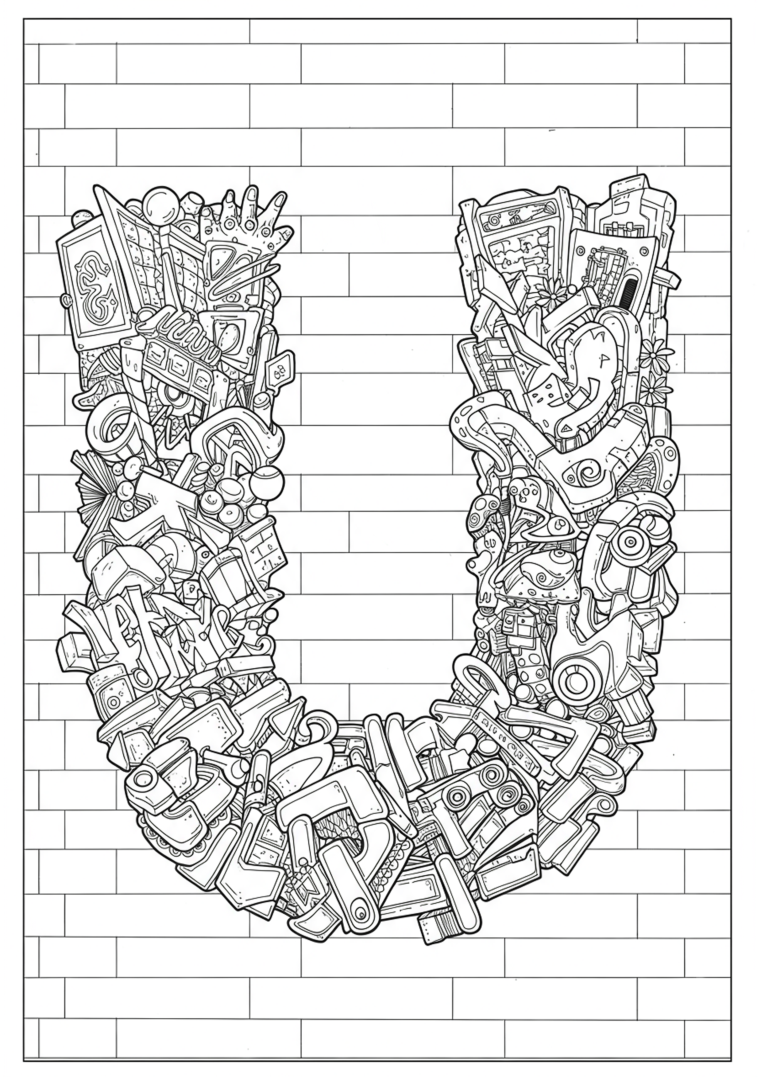 Urban Graffiti Letter U Coloring Page - Free Coloring Page ...