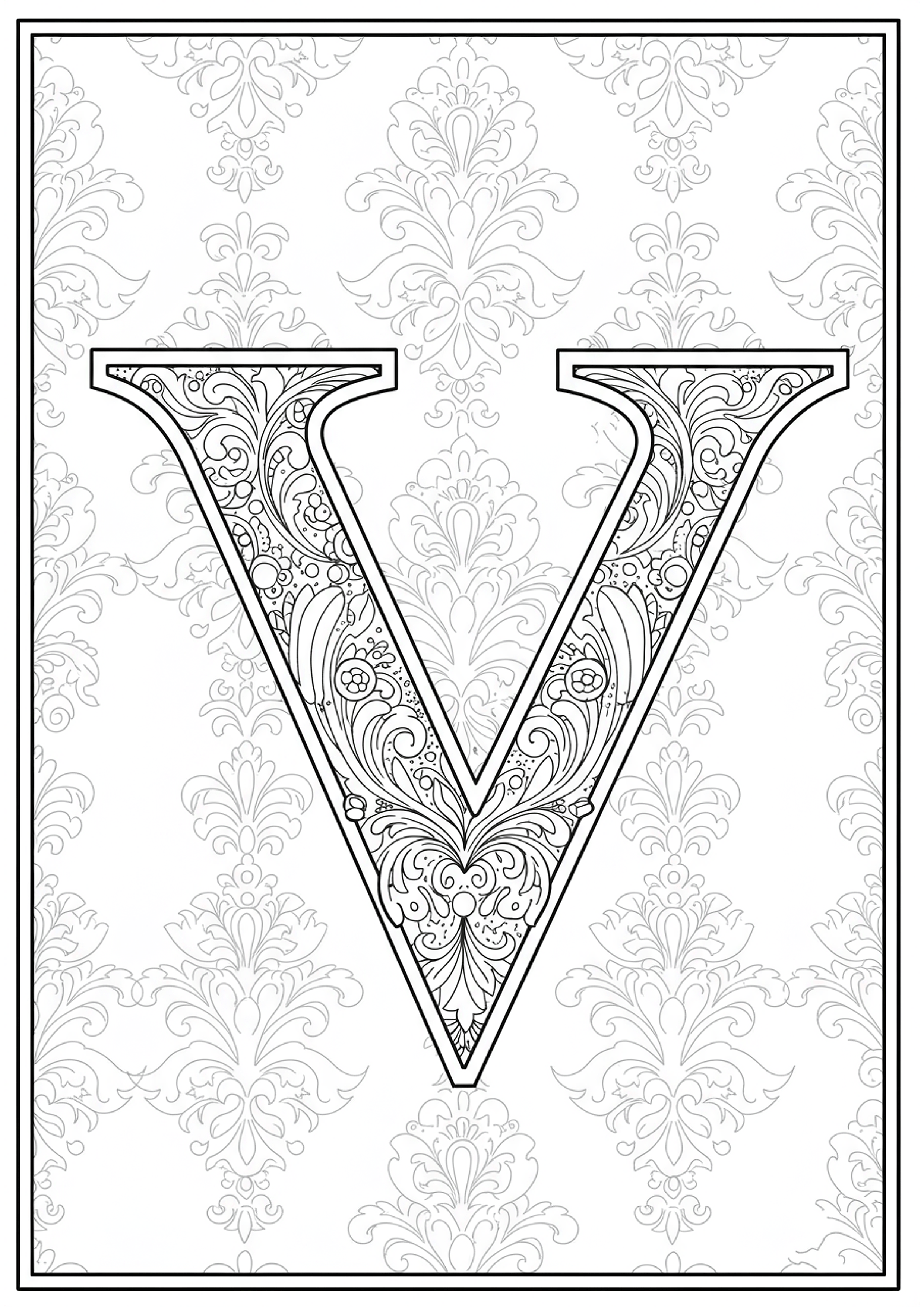 Vivid Victorian Wallpaper Letter V Coloring Page - Free Coloring Page ...