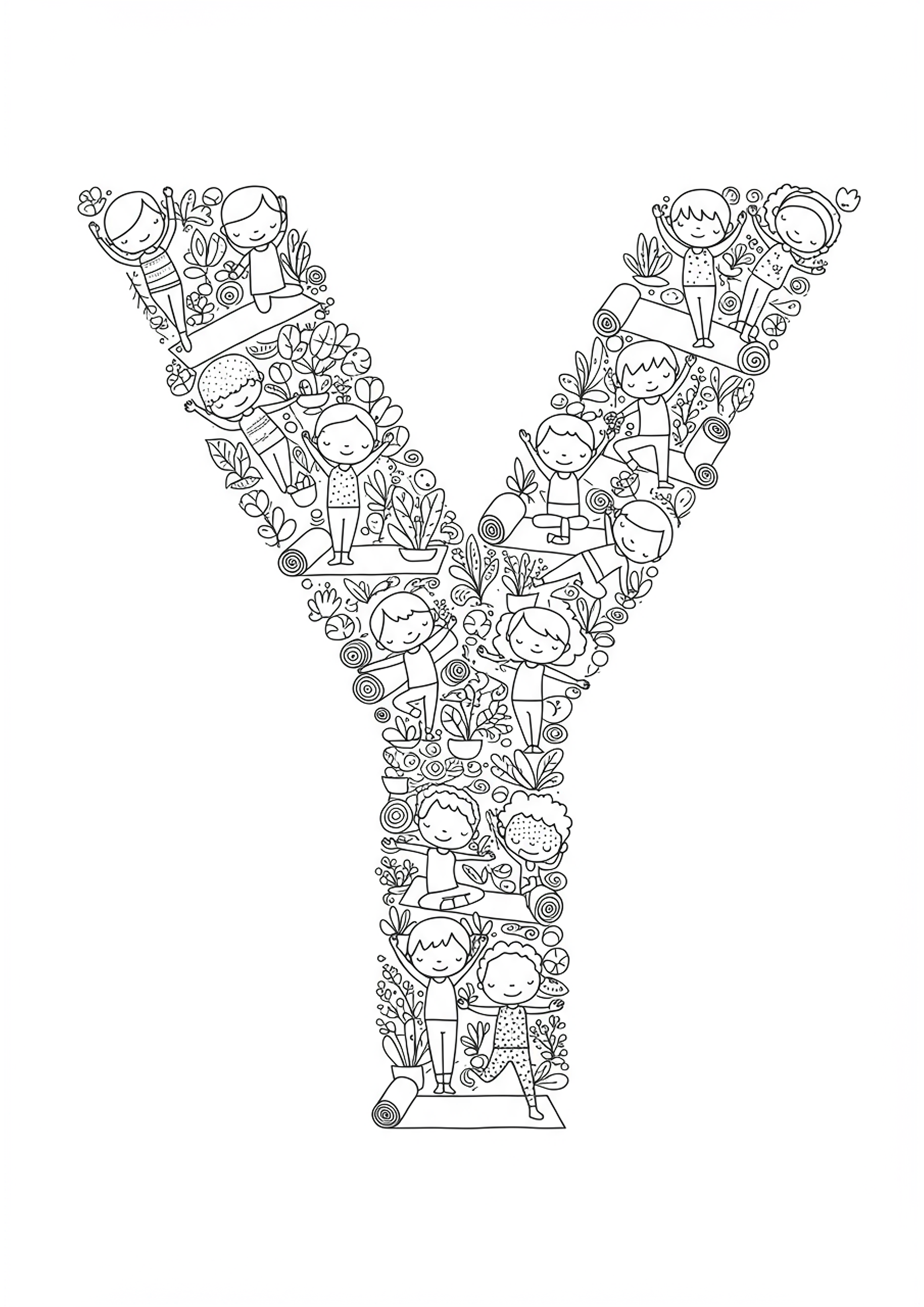 Y as a Yoga Pose Coloring Page - Free Coloring Page | TryColoringPages