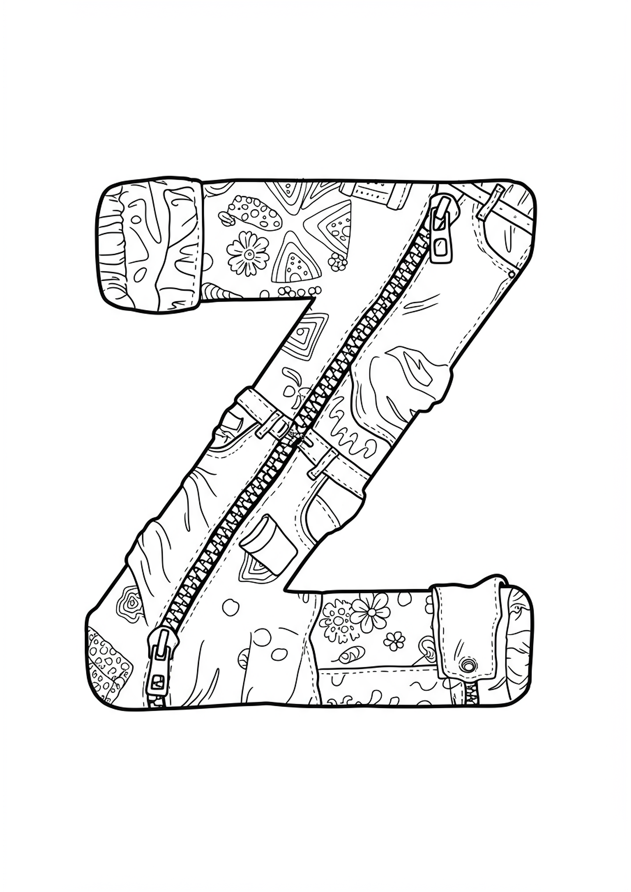 Z is for Zipper Clothing Coloring Page - Free Coloring Page ...